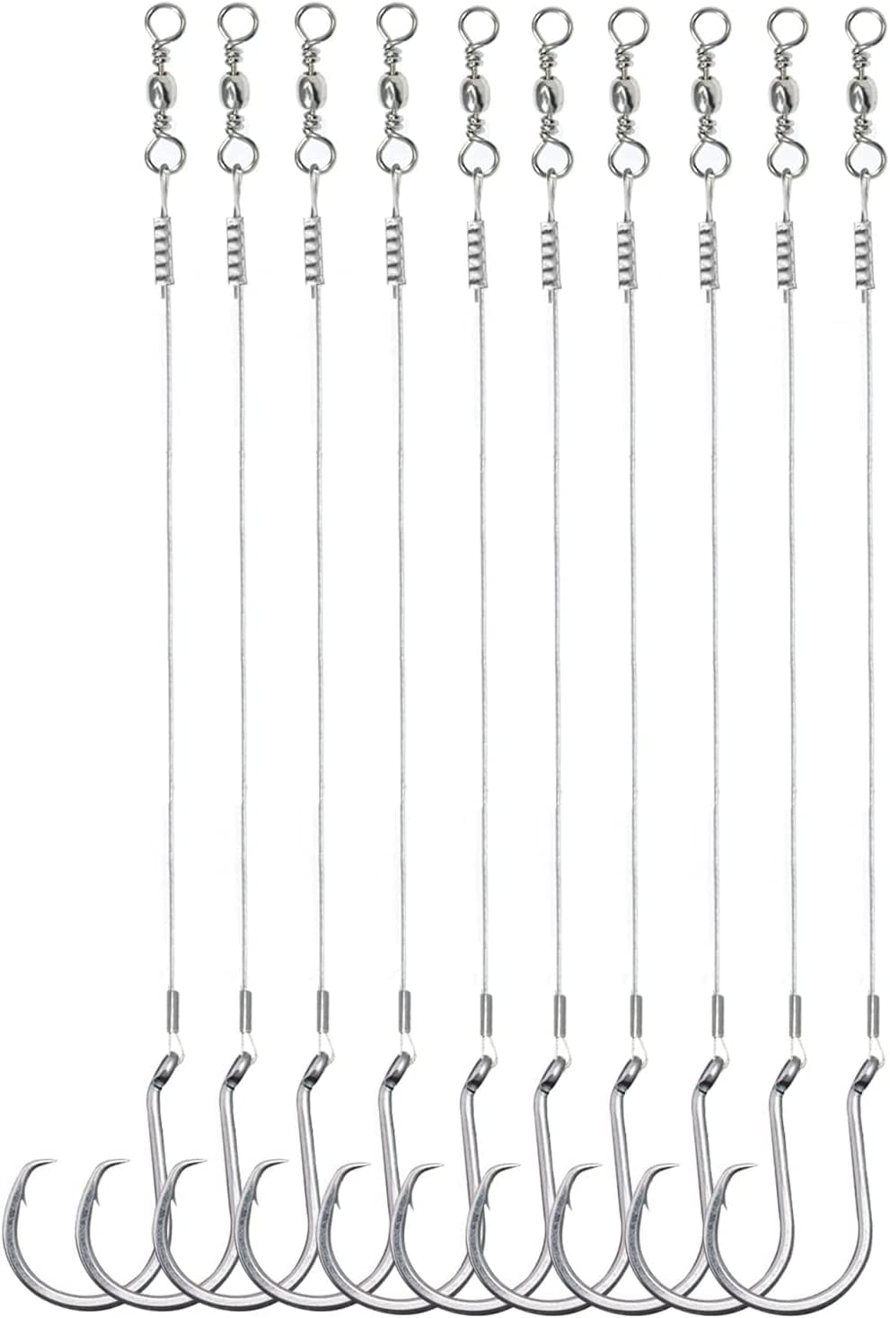 SEAOWL Saltwater Steel Circle Hook Rigs,Octopus Offset Fishing Hooks Leader Wire for Catfish Bass