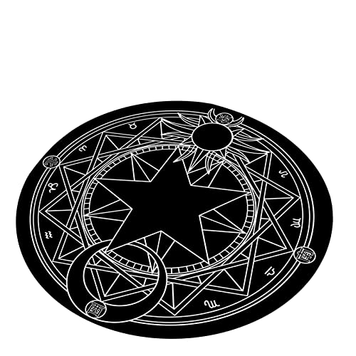 VR Mat 47" Six Pointed Star Large VR Floor Rug Edge Sensing Soft Non Slip Skin Friendly VR Walking Platform (Black Magic Array)