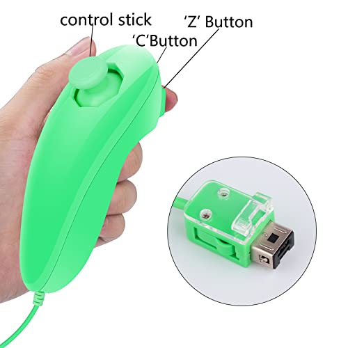 Soanufa Wii Nunchuck, KDYGTDCT Wii Nunchuk Controllers 2 Pack Compatible with Wii and Wii U Console (Light Green + Ice Blue)