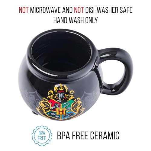 Silver Buffalo Warner Bros Harry Potter Hogwarts School Crest Cauldron 3D Sculpted Ceramic Coffee Mug, 20 Ounces