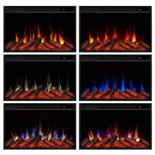 Real Flame Crawford Slim Indoor Electric Fireplace, Black, Free-Standing with Real Wood Mantel Finish - 6 Flame Colors, Adjustable Thermostat, 120V, 1400W, 5100 BTUs