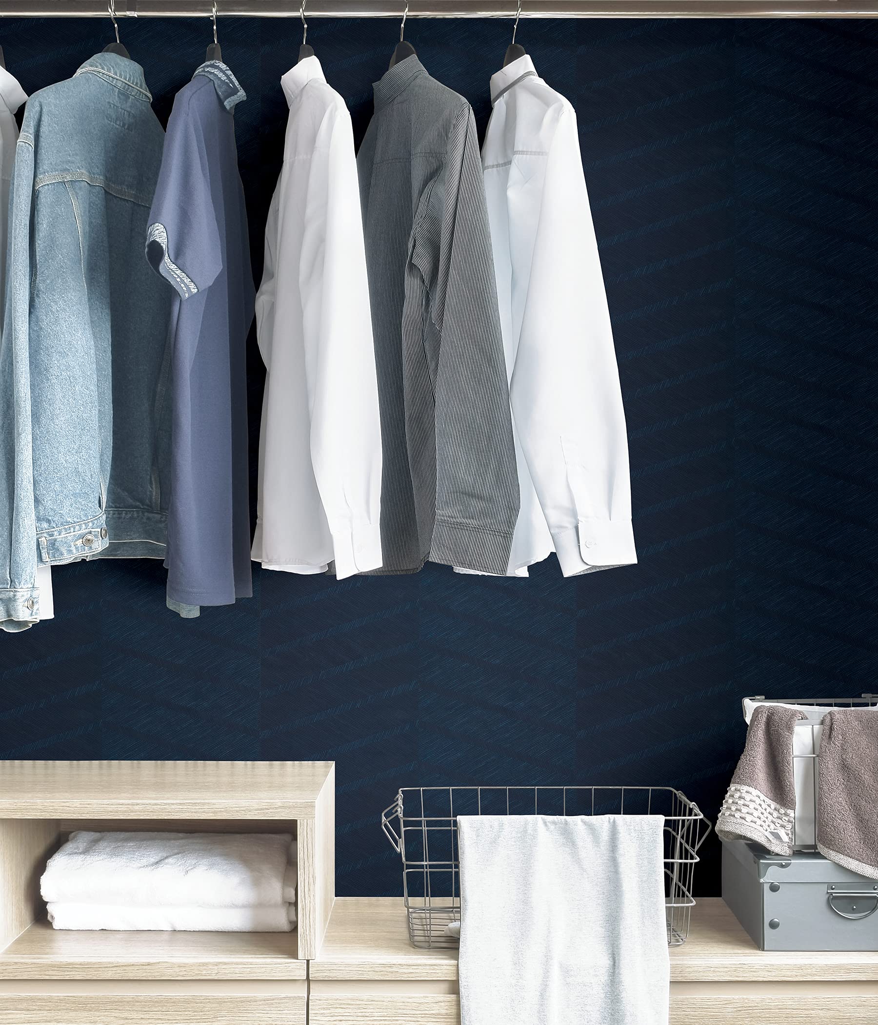 Scott Living SLS3979 Indigo Wayward Peel & Stick Wallpaper, Blue