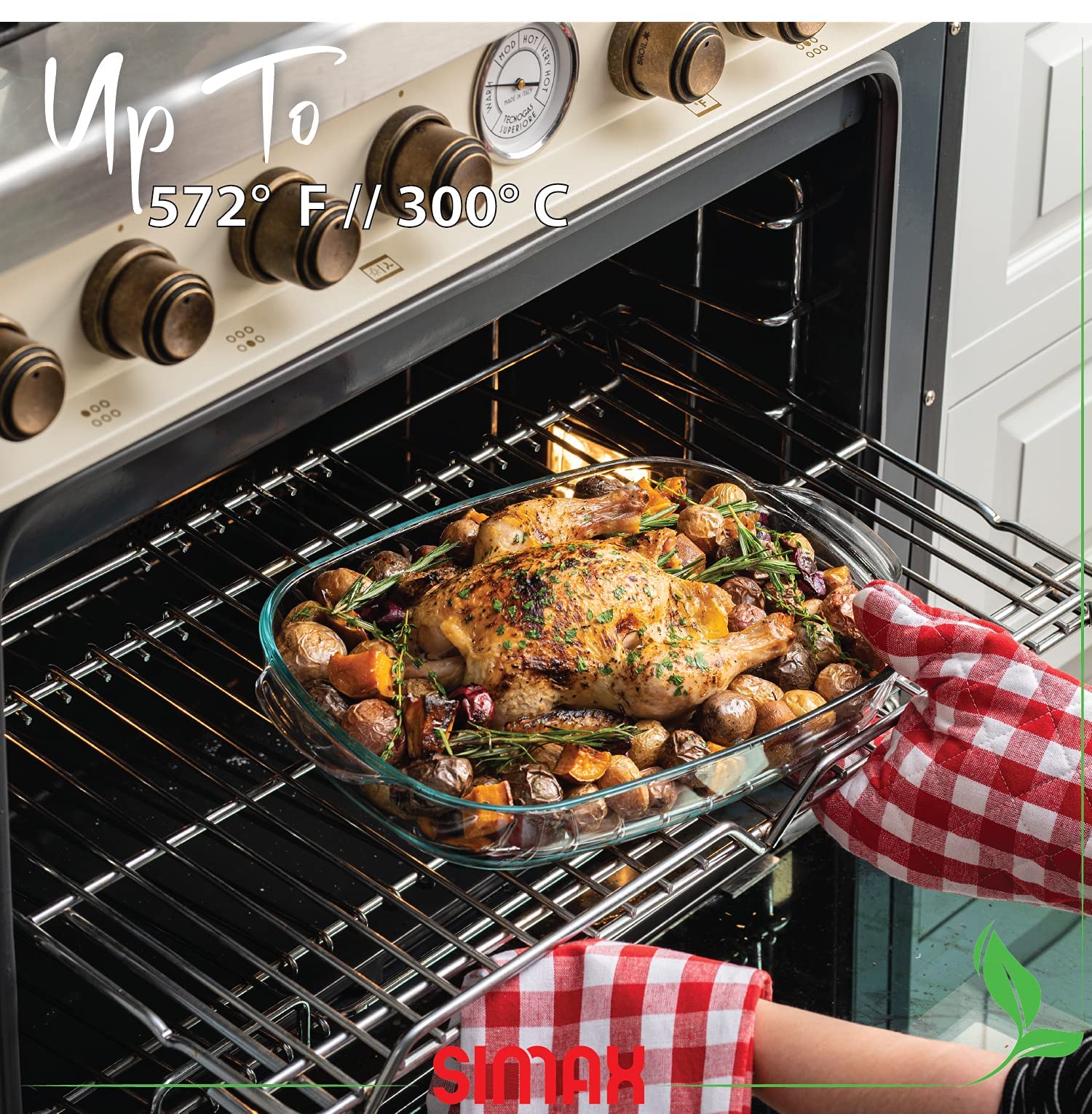Simax Casserole Dish For Oven: Glass Baking Dish With High Lid Set β Microwave, Oven, and Dishwasher Safe Cookware β Borosilicate Glassware β 8 Qt. Large Baking Dish