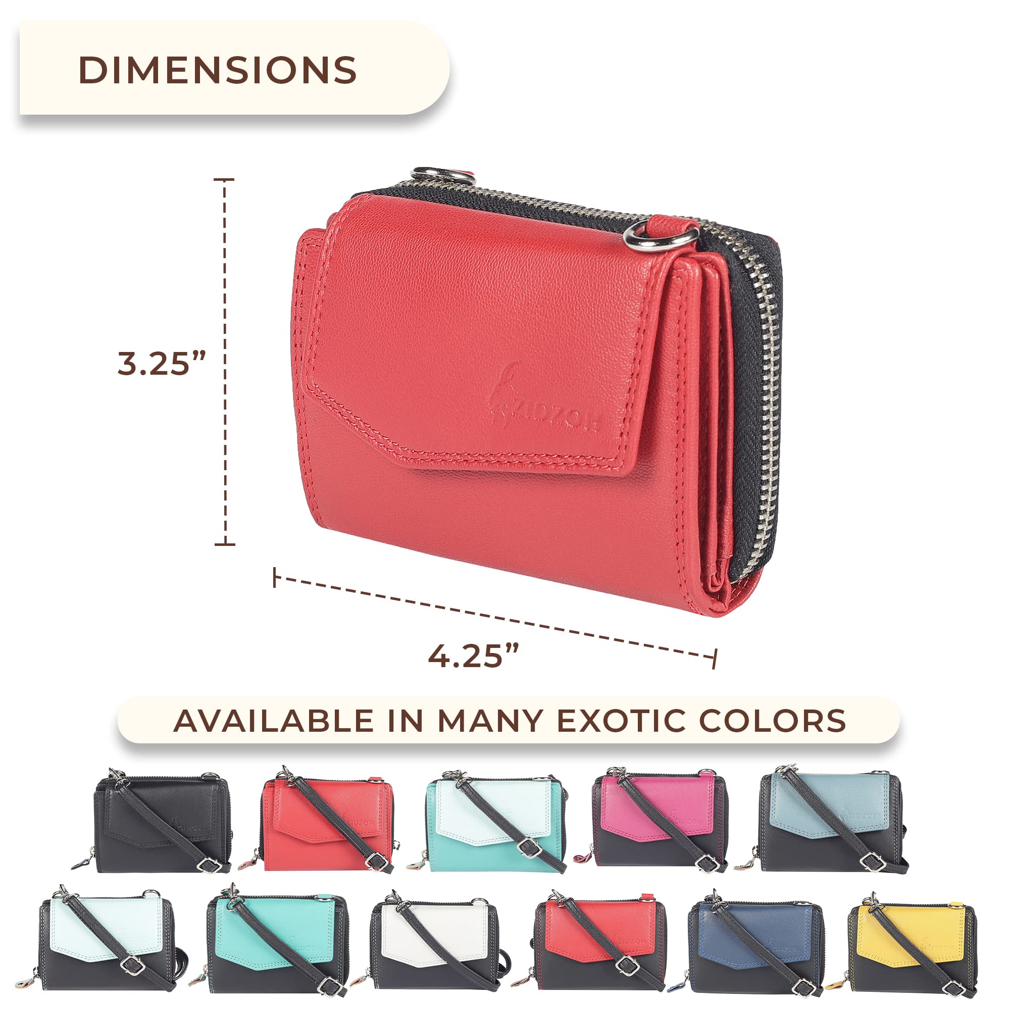Women’s Real Leather RFID Blocking High Capacity Crossbody Wallet Bag with Airtag and Parking Coin Holder In Gift Box - Black/Blue