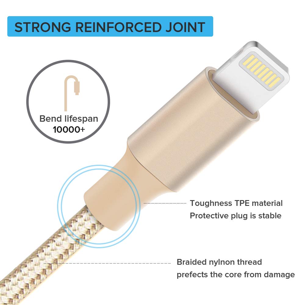 Nikolable Lightning Cable Apple Certified iPhone Charger 3Pack 6ft Braided Lighting to USB A Charging Cord Compatible with iPhone 13 12 11 Pro Max XS XR 8 Plus 7 Plus 6s Plus 5S iPad Pro and More