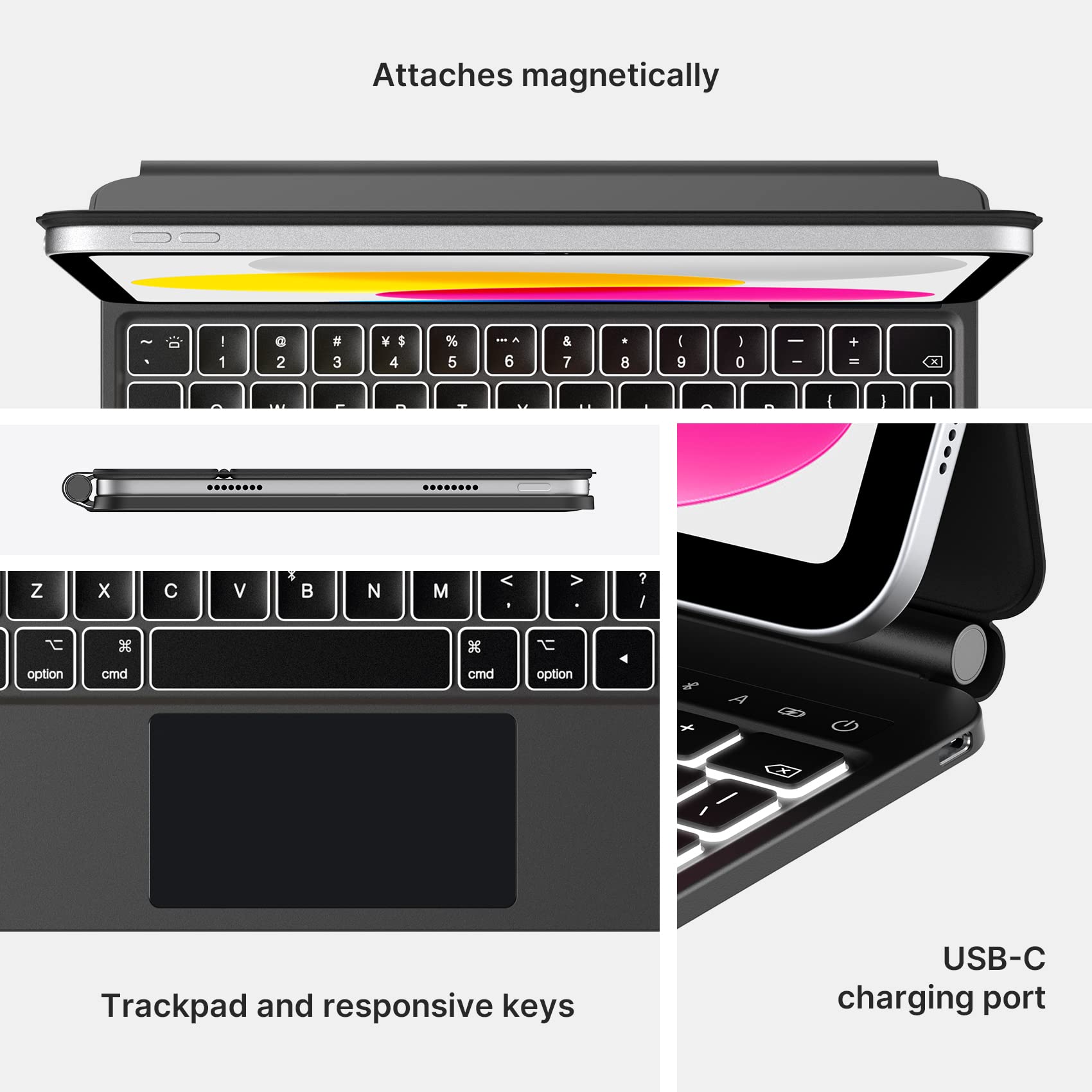 typecase Edge Slim Magnetic Backlit Keyboard Case for iPad 10th Generation (10.9-inch, 2022) - Wireless Cover with Keypad & Multi-Touch Trackpad Compatible with Apple iPad 10 Gen 10.9