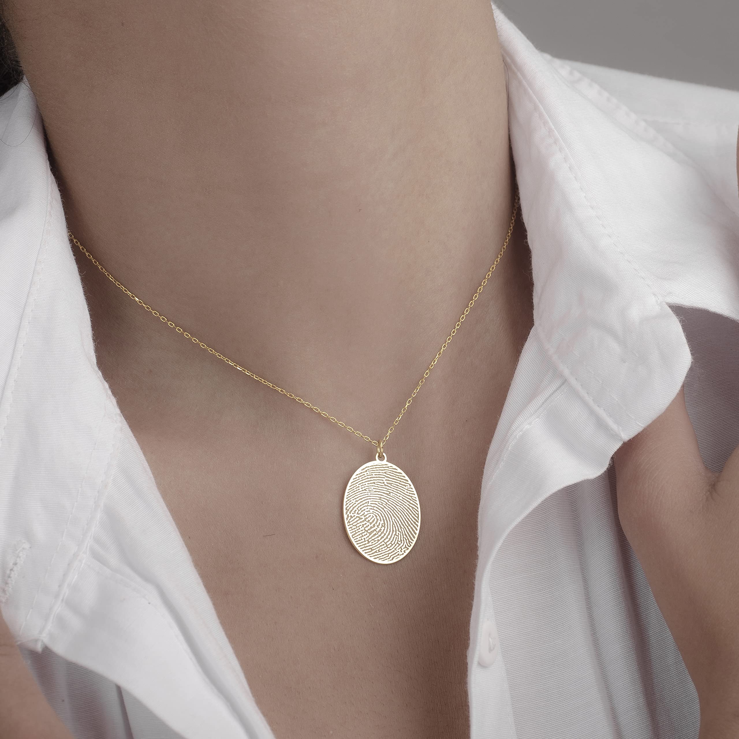 Swan Loyalty Gold Plated 925 Sterling Silver Personalized Fingerprint Memorial Necklace