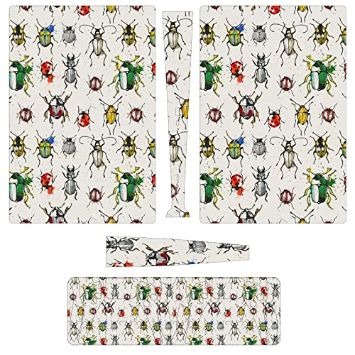 Watercolor Beetles Full Protective Skin Cover Design Wrap Decal Sticker Compatible with PS5 Digital Edition Console and Controller