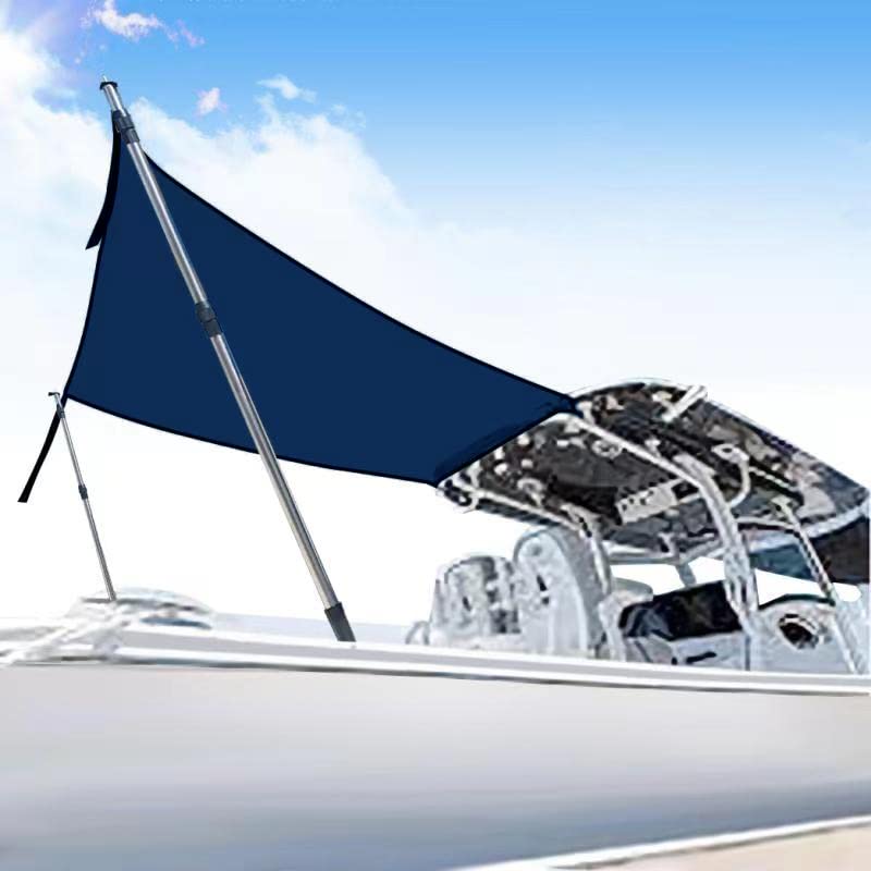 TeBaisea Boat T-Top Sun Shade Kit Boat Canopy, Boat Cover with Stainless Steel Telescopic Rod Foldable,UV-Proof 1200D High-Tech Polyester Fiber, Anti-Ultraviolet Dark Blue(126"×114"×102")
