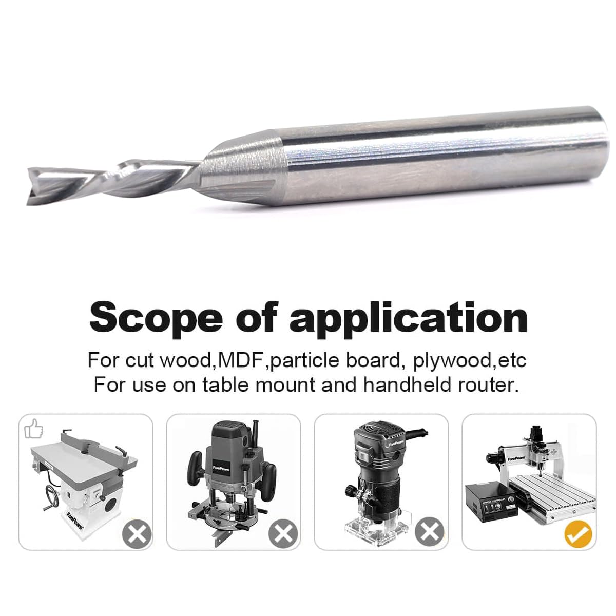 Promsa Spiral Router Bit 1/4 inch Shank, Down-Cut 1/8 inch Cutting Diameter, 1" Cutting Length, Extra Long 3 inch Solid Carbide CNC Router Bits for Wood Cut, Carving