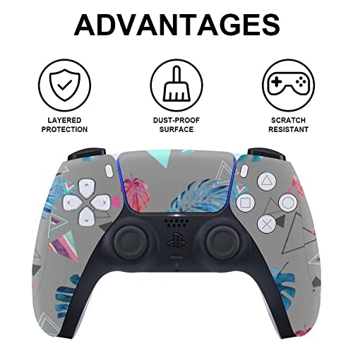Watercolor Natural Palm Trees Full Protective Skin Cover Design Wrap Decal Sticker Compatible with PS5 Digital Edition Console and Controller