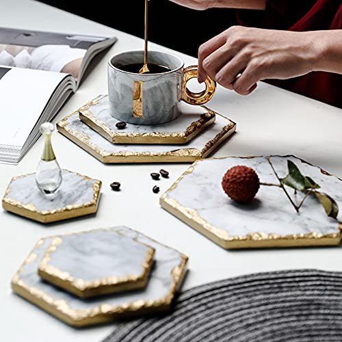 ORGJWD Marble Storage Tray Retro Jewelry Display Plate Cosmetic Organizer Food Container Tea Coffee Milk Serving Tray Gifts (Size : 10cm)