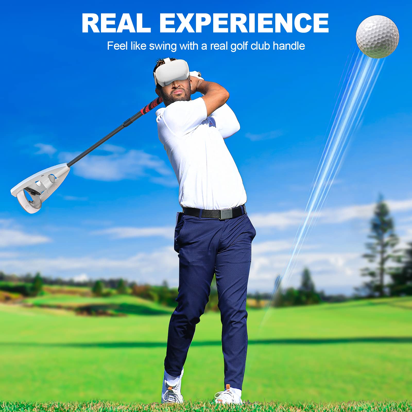 VR Golf Club for Oculus Quest 2, Rift S, Meta Quest 2 Aikeec VR Golf Club Handle Accessory, Quest 2 Golf Club Attachment with 2 Controller Covers Bonus, Enhance Immersive VR Golf Game Experience