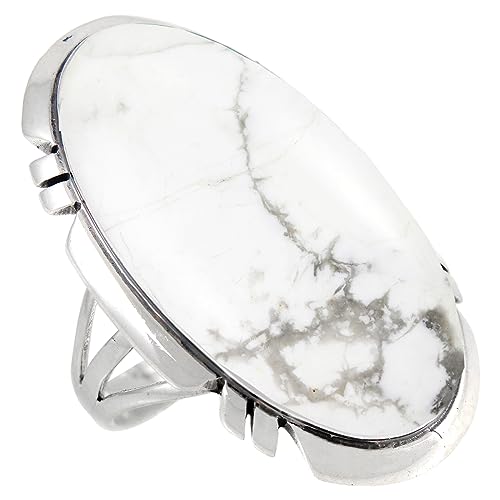 Turquoise Network Howlite Ring Sterling Silver 925 Genuine Gemstones Size 6 to 11 (11, Bold Teardrop)
