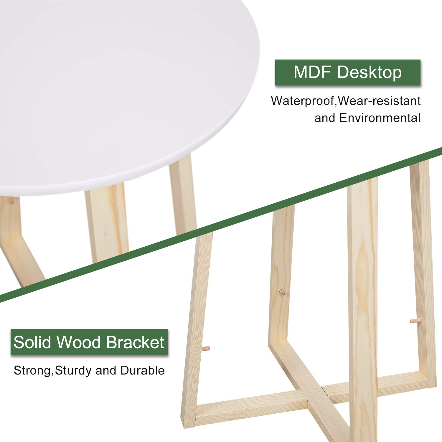 NXN-HOME Round Sofa Side End Table with 2-Tier Storage, White Sofa Small Side Table for Home Office Living Room Bedroom Furniture, MDF Desktop, Durable Solid Wood Bracket