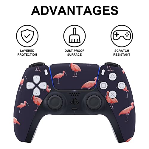 Watercolor Tropical Pelicans Full Protective Skin Cover Design Wrap Decal Sticker Compatible with PS5 Digital Edition Console and Controller