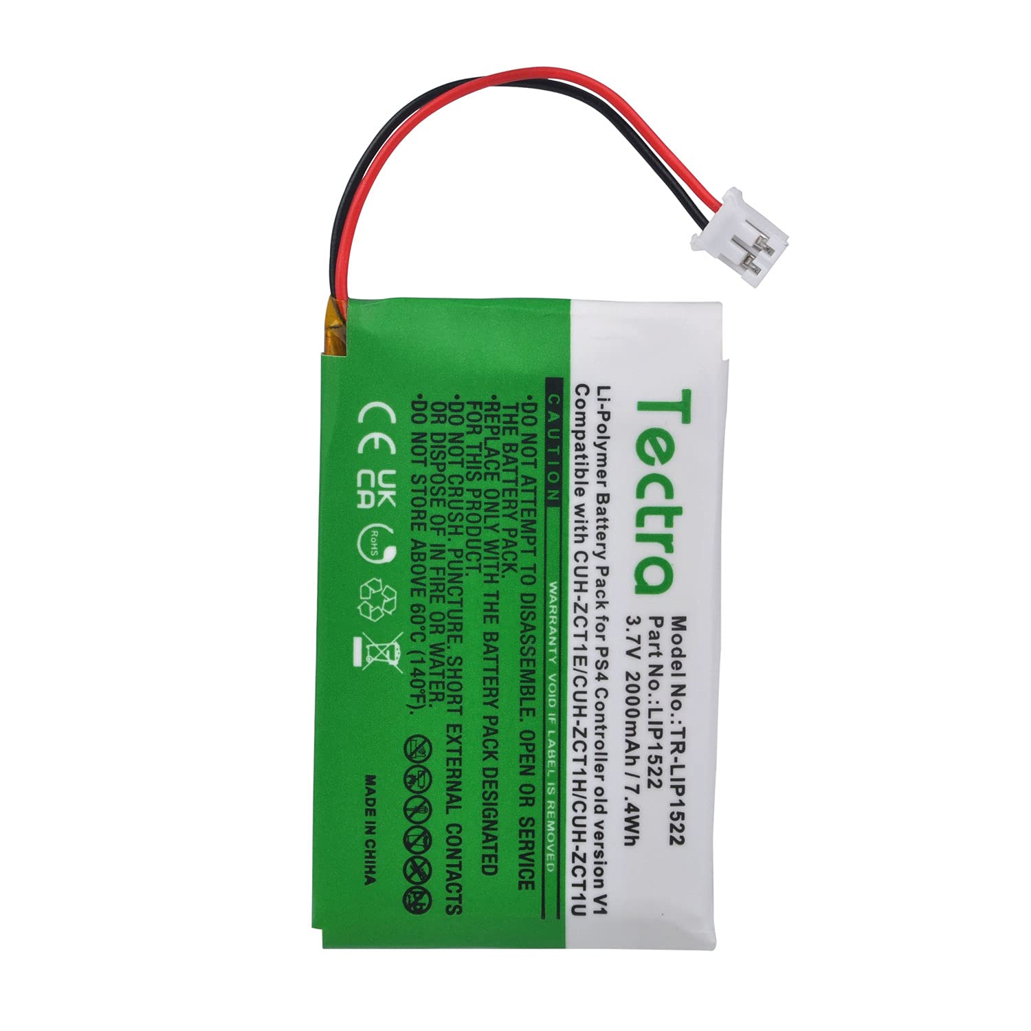 Tectra 2000mAh LIP1522 Battery for Sony Playstation 4 Dual Shock 4 CUH-ZCT1U CUH-ZCT1E CUH-ZCT1H PS4 Wireless Controller 2015 and Before(Big Plug)
