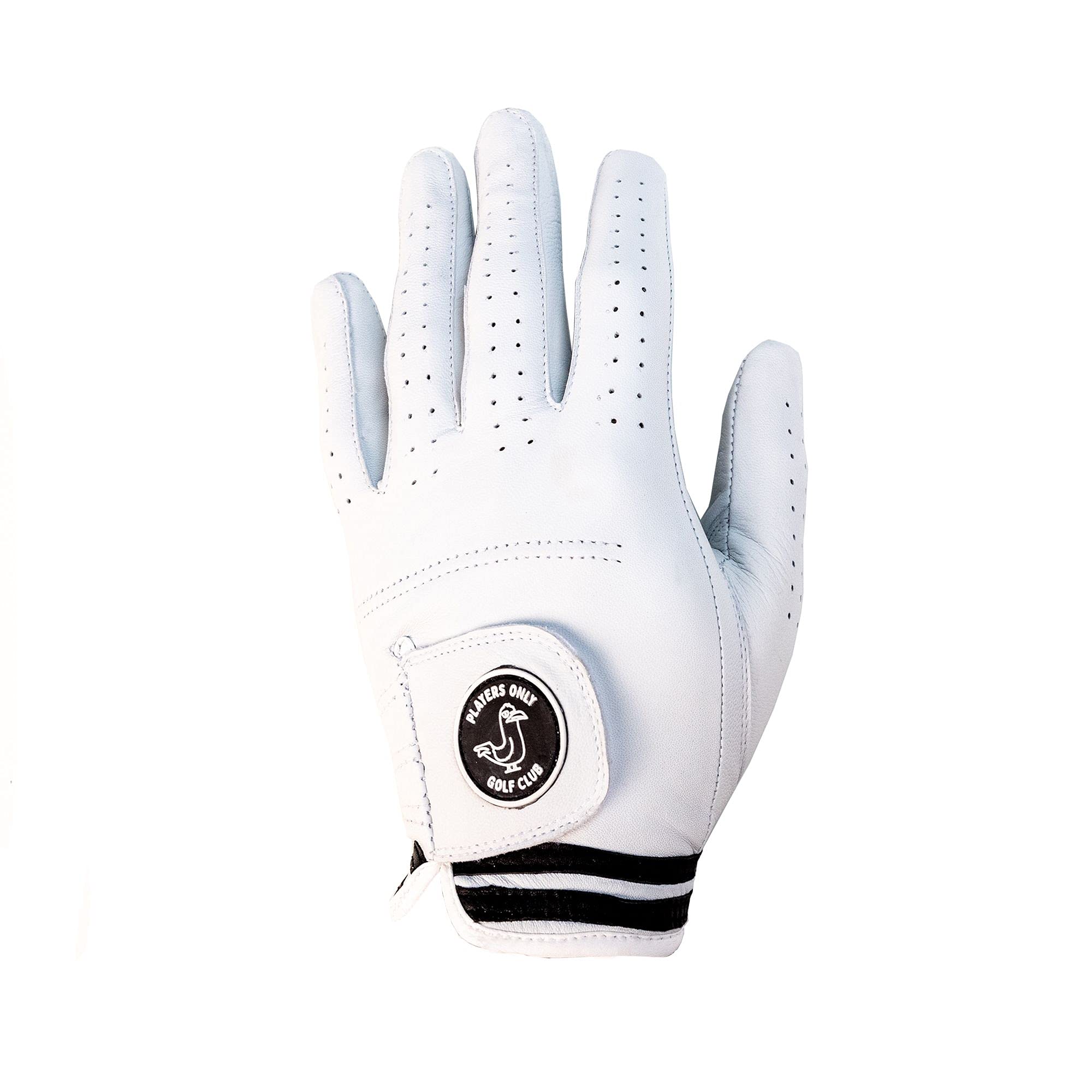 Players Only Golf Club | Golf Glove | Premium Leather | Vader Black Collection | Rubber Patch Logo (Large, Left)