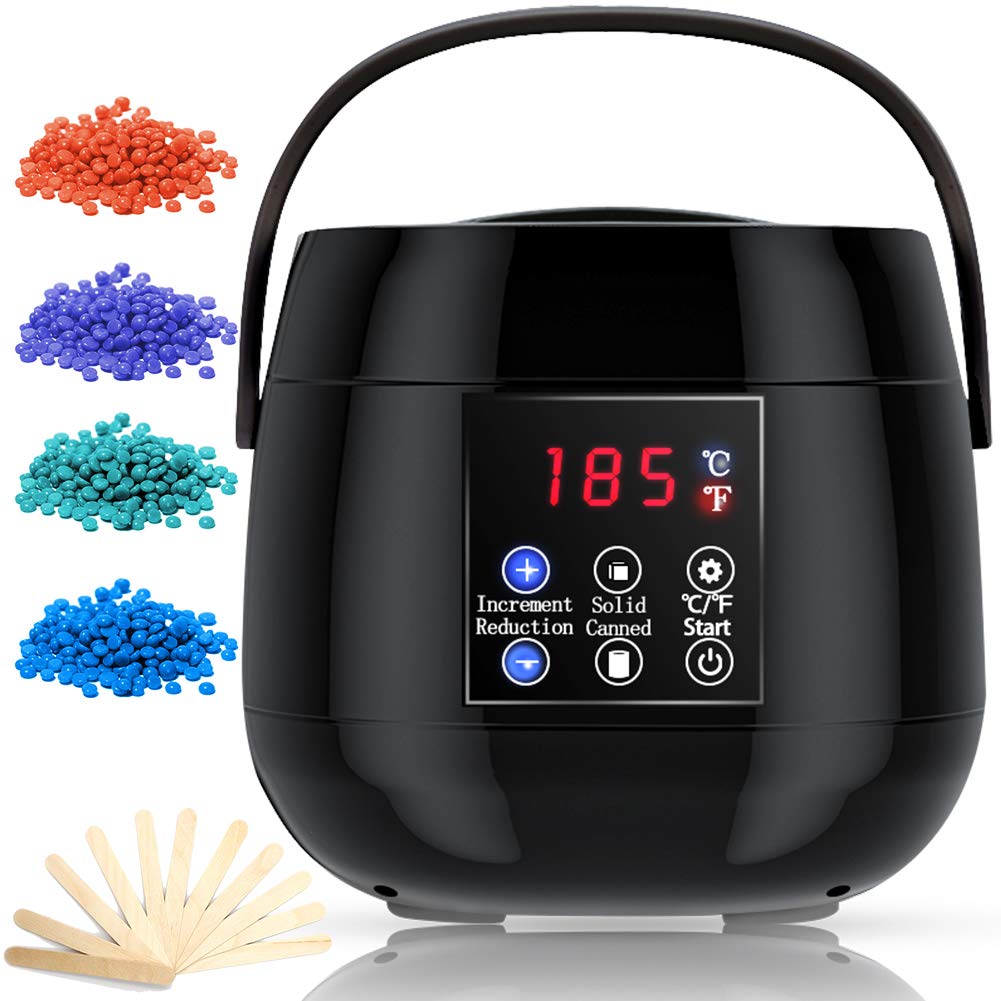 RioRand Wax Warmer Hair Removal Kit Electric Wax Heater Home Waxing Machine with Hard Wax Beans and Wax Applicator Sticks (Black)