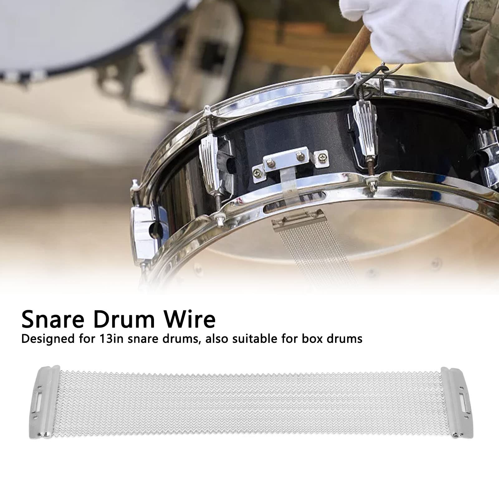 Snare Drum Wire 13in, Professional Replacement Metal Snare Drum Wire 24 Strand for Box Drums