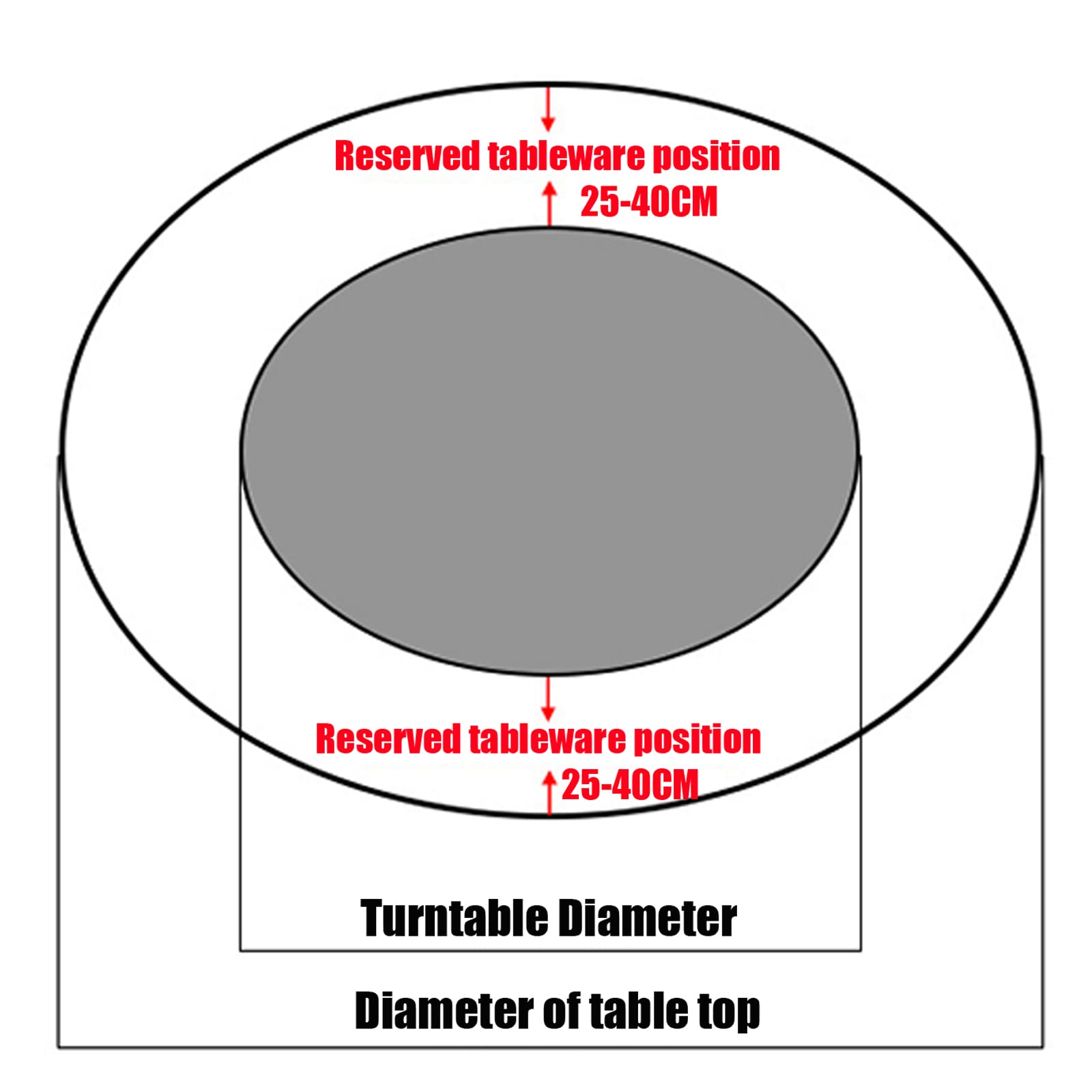 SHEHello Lazy Susan Turntable Organizer Rotating Serving Plate Large Marble Dining Table Round Dining Table Top for Cheese Dessert Fruit Baking Cake 50 to 90cm Diameter