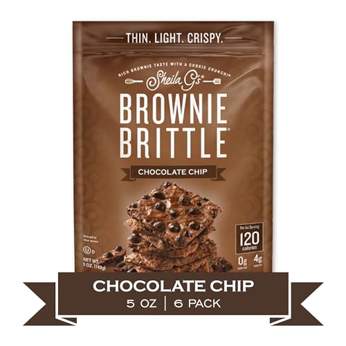Sheila G's Brownie Brittle β Original Chocolate Chip Thin and Crispy Sweet Snacks (Pack of 6, 5 oz), Rich Gourmet Brownie Bites Dessert