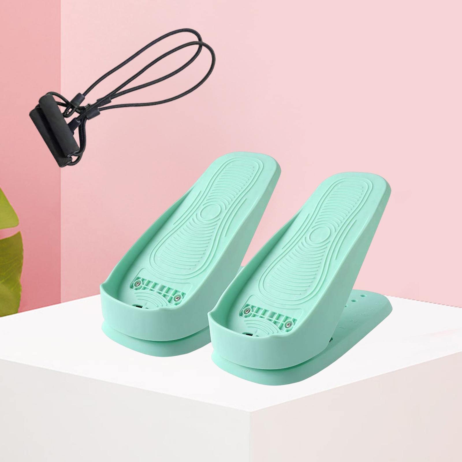 Tachiuwa Mini Stepper Stair Slant Board Foot Calf Stretcher with Resistance Band Foot Pedal for Exercise Workout, Green