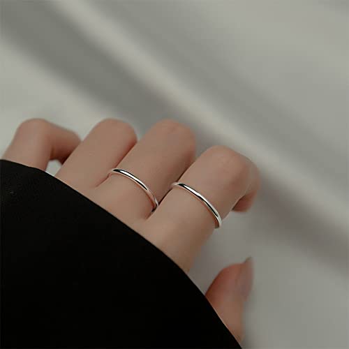 SILBERTALE Thin Pinky Ring 925 Sterling Silver 1.6MM Thin Plain Minimalist Stackable Thumb Finger Ring For Women Men Size 8