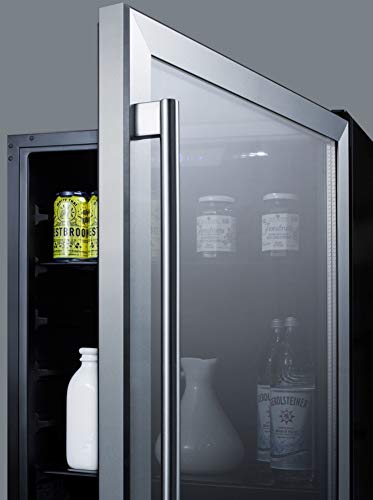 Summit AL57G Built-in Undercounter ADA Compliant All-Refrigerator with Glass Door, Black Cabinet, Door Storage, Lock, and Digital Thermostat