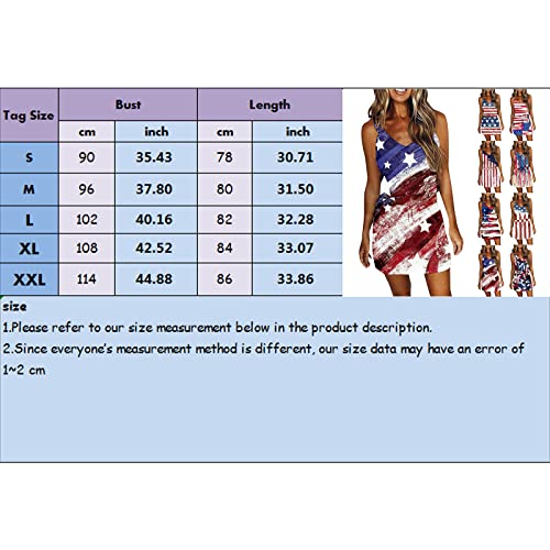 Tenworld Beach Women Summer Dress Independence Day Print Striped Spaghetti Strap Mini with Pocket Shirt Classy Party Red
