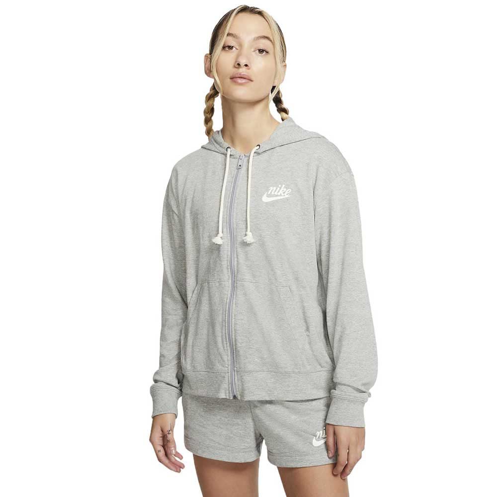 Nike NSW Gym Vintage Hoodie Full Zip Dark Grey Heather/Sail LG