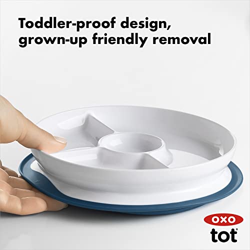 OXO Tot Stick & Stay Suction Divided Plate - Navy (Pack of 3)