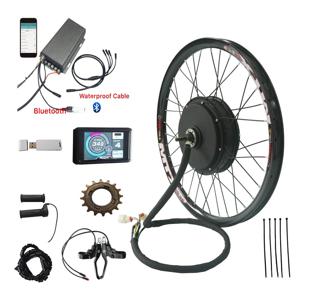 Programmable TFT Color Display Ebike 72v 5kw Rear Wheel Electric Bicycle Motor Kit 72V 5000W Electric Bike Conversion Kit (29inch)