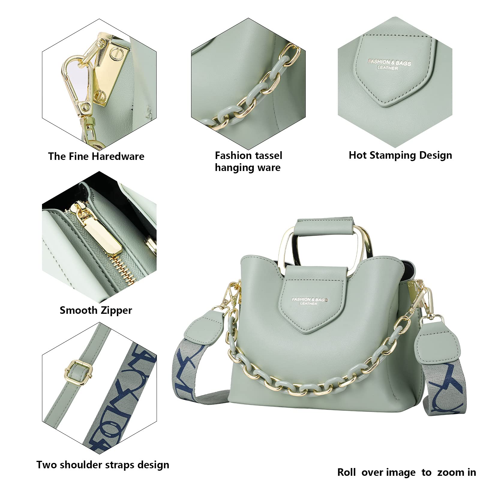Qiayime women's Fashion shoulder handbags purses PU Leather Top Handle satchel Tote Crossbody Bag (Green)