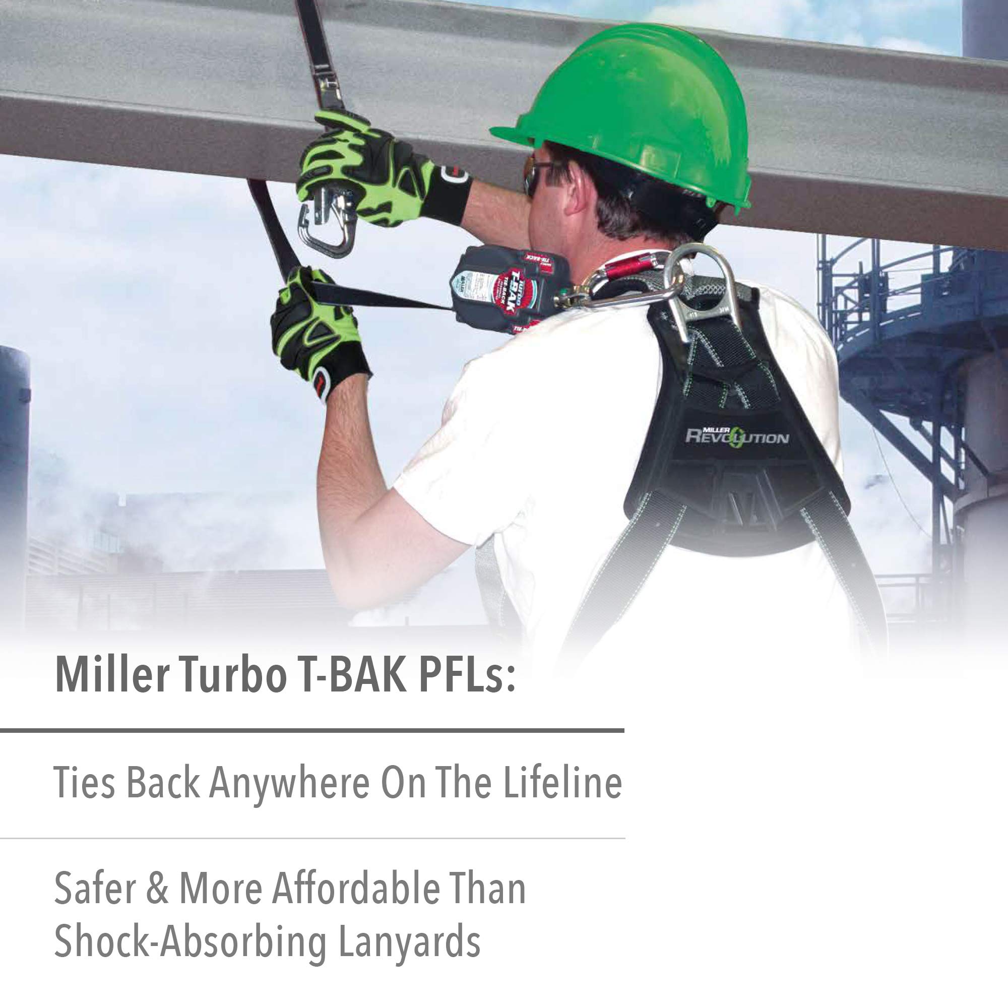 Miller Honeywell Home Miller Turbo T-BAK 7.5-Foot Tie-Back Personal Fall Limiter with Aluminum Twist-Lock Carabiner (MFLT-3/7.5FT)