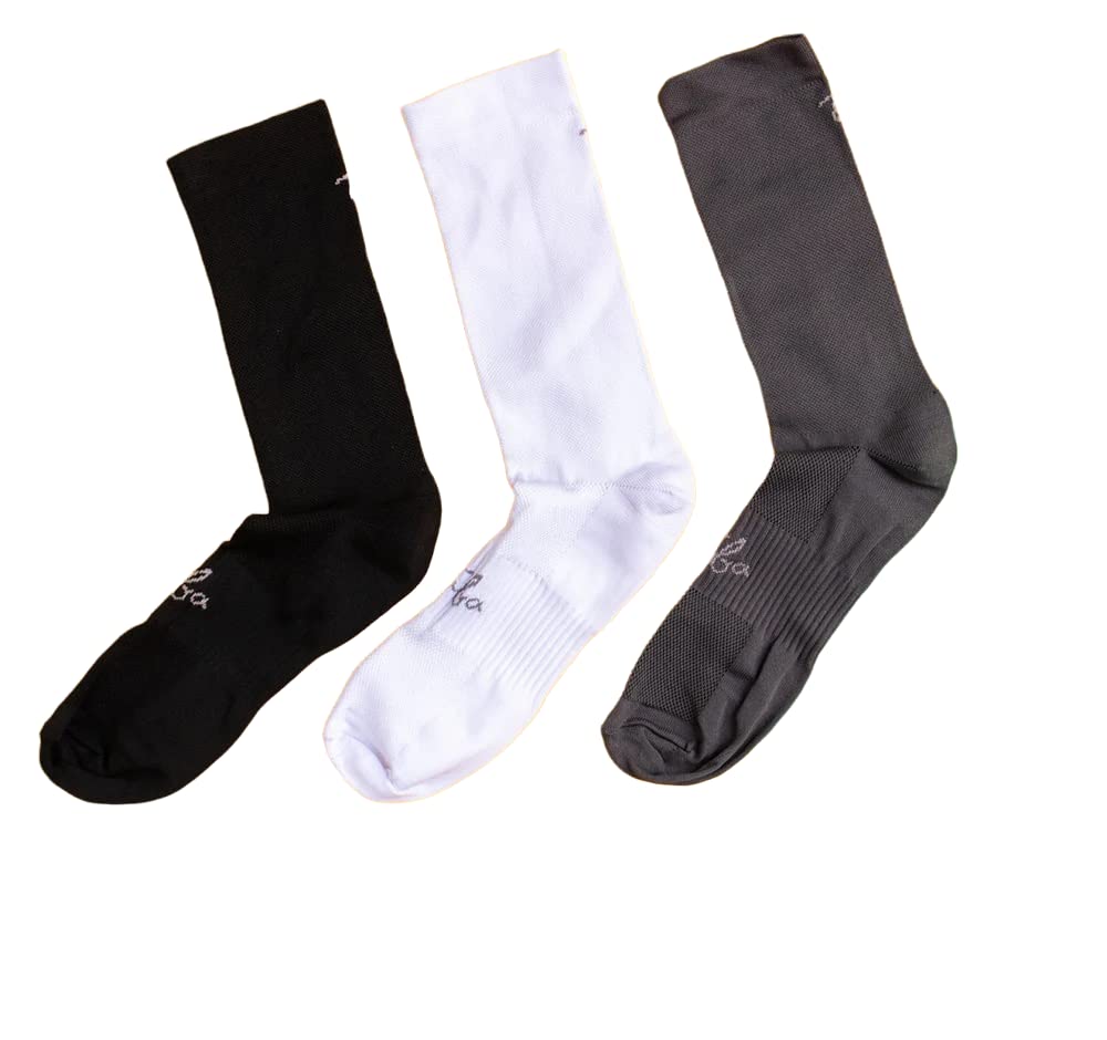 Taba Sport Unisex Compression Cycling Socks – 7''Length Biking Socks for Road Cycling (Black, 3 Pack), One Size