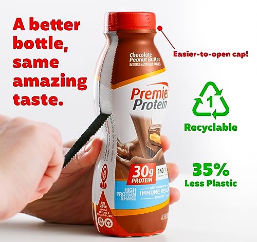 Premier Protein Shake, Chocolate Peanut Butter, 30g Protein, 1g Sugar, 24 Vitamins & Minerals, Nutrients to Support Immune Health, 11.5 Fl Oz, 12 Count