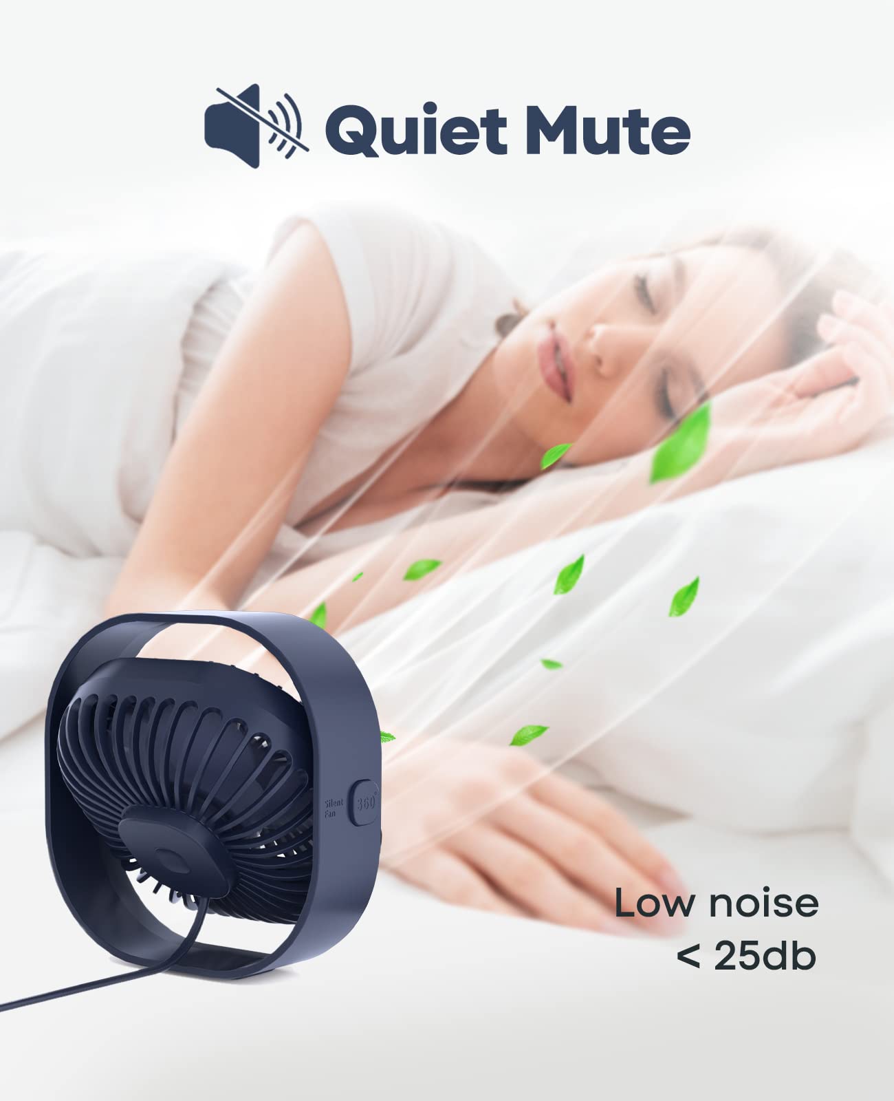 Mini Desk USB Fan Small: Mini USB Desk Fan Portable Small fan 3 Speeds Desktop Fans 4 Inch Quiet Cooling 360° Rotate Mini Table Fan - Office Bedroom Home