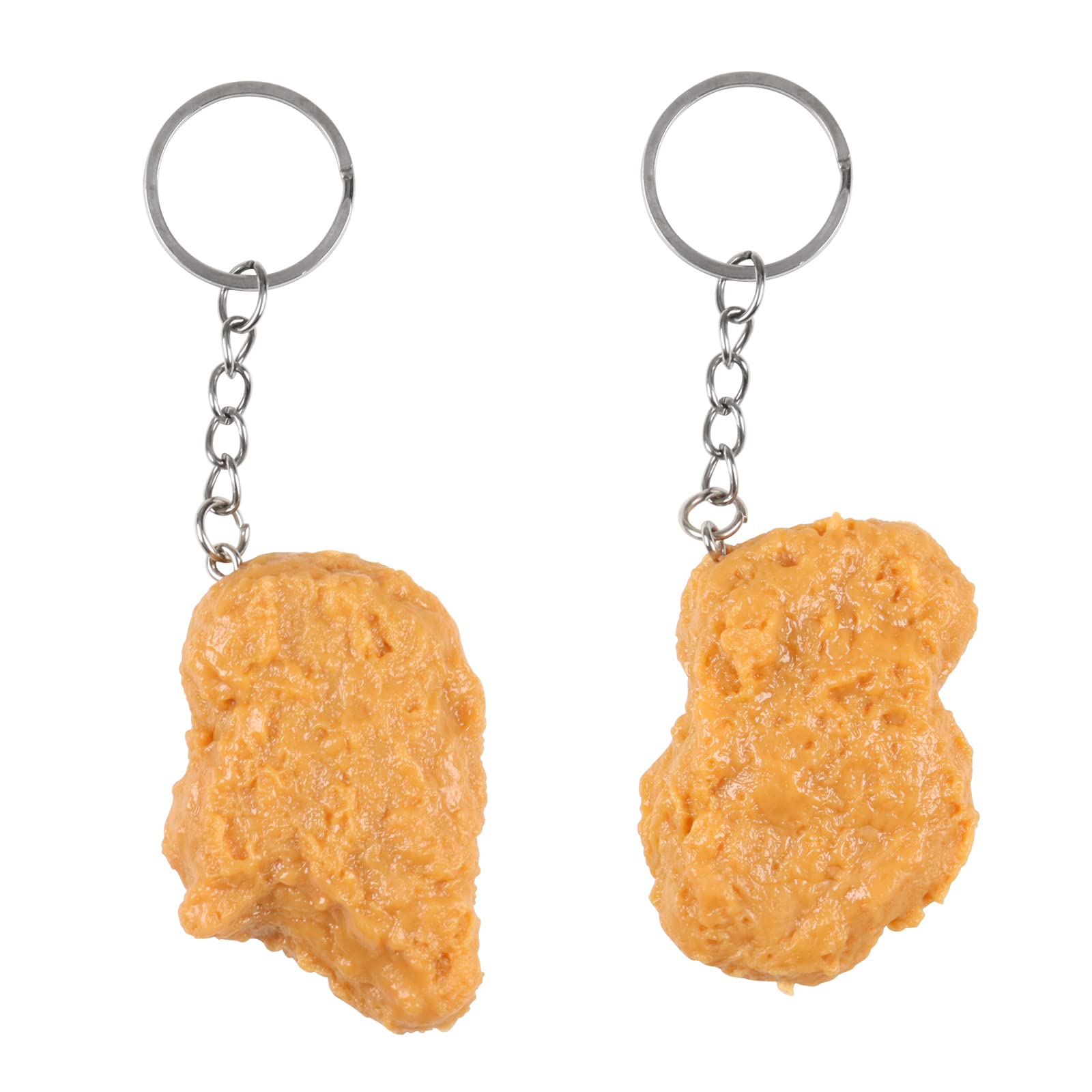 OYANIMO 2 Pcs Fried Chicken Nuggets Keyring Realistic Imitation Food Keychain Creative Keyring Prank Gifts Handbag Purse Car Pendant