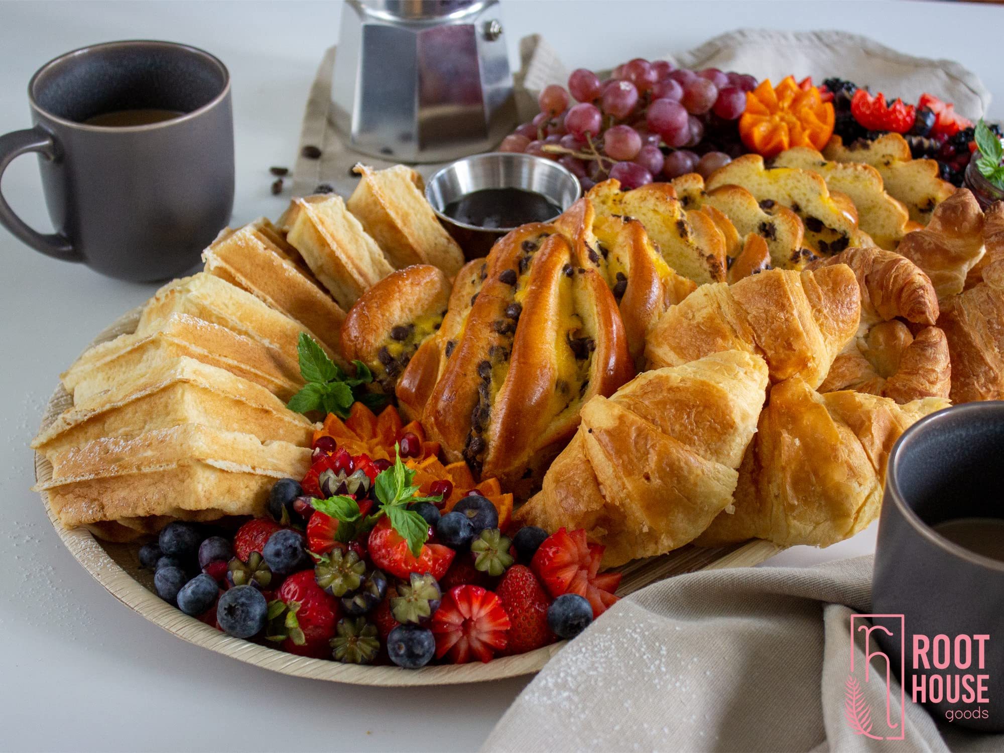 Root House Goods - Palm Leaf Trays 17"x12" Large (12 pk) | Disposable Serving Trays | Eco-Friendly | Compostable Platters for Weddings, Catering Events, Charcuterie, Grazing, Cheese Boards
