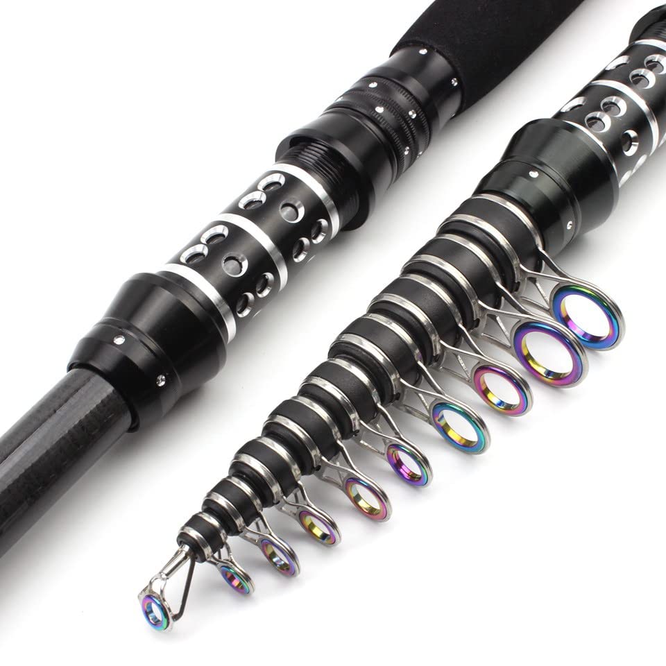 SDFGH Short Carbon Telescopic Fishing Rod Fast Action Ultralight Carp Surf Spinning Rod Pocket Travel Pole (Color : A, Size : 2.4 m)