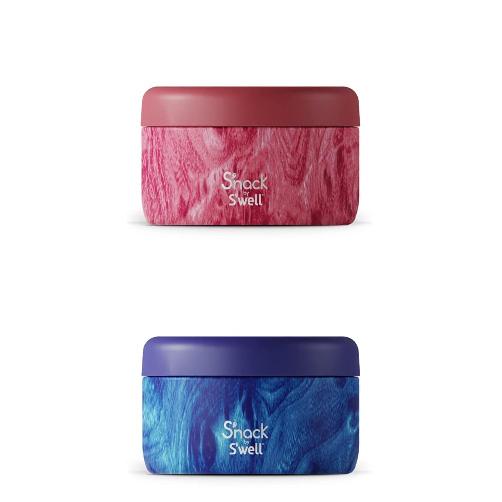 S'well S'nack Stainless Steel Food Container - 10 Oz - Rose Arbor and Azure Forest - Double-Layered Insulated Bowls