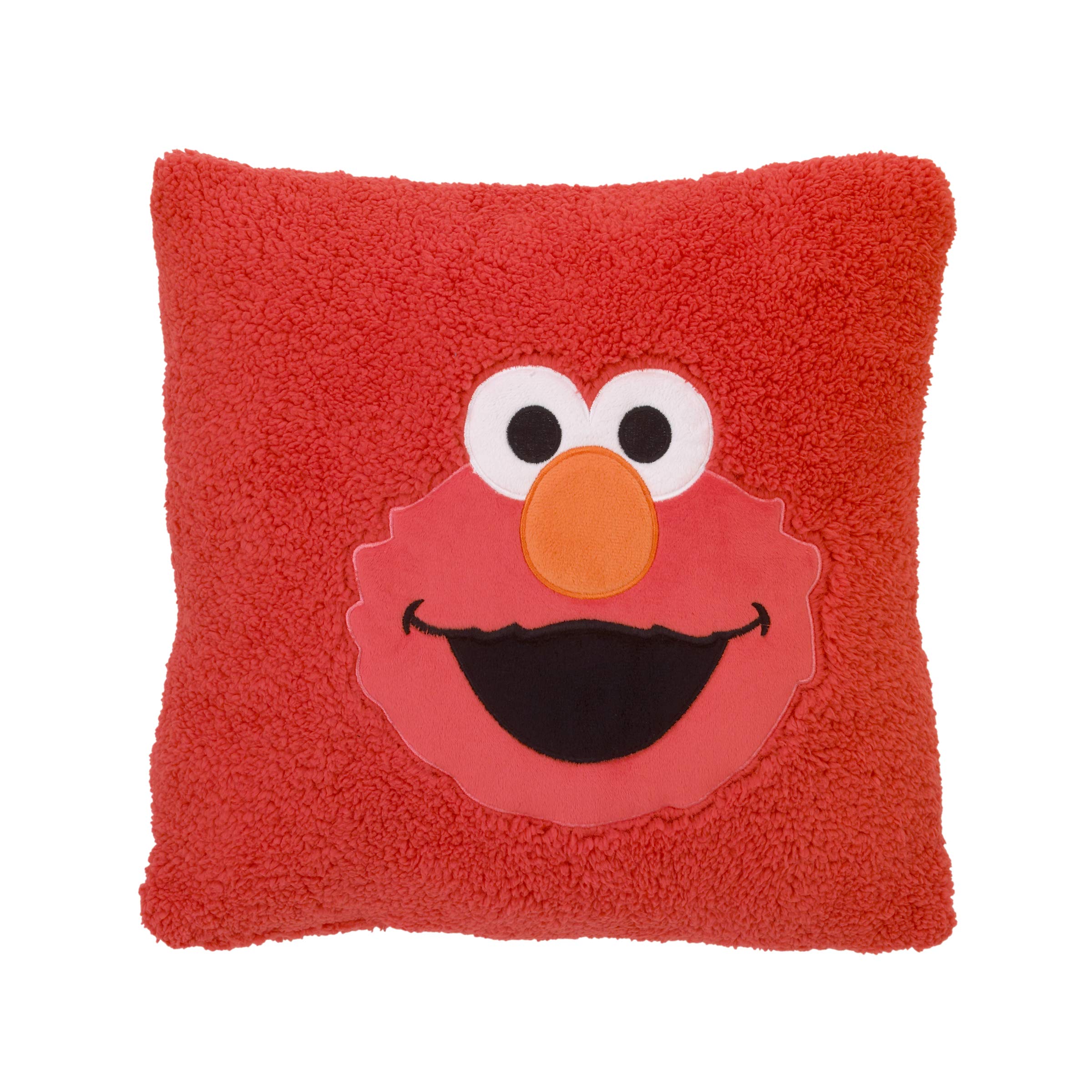 Sesame Street Elmo Red Super Soft Sherpa Toddler Pillow with Applique, Red/Orange/White/Black