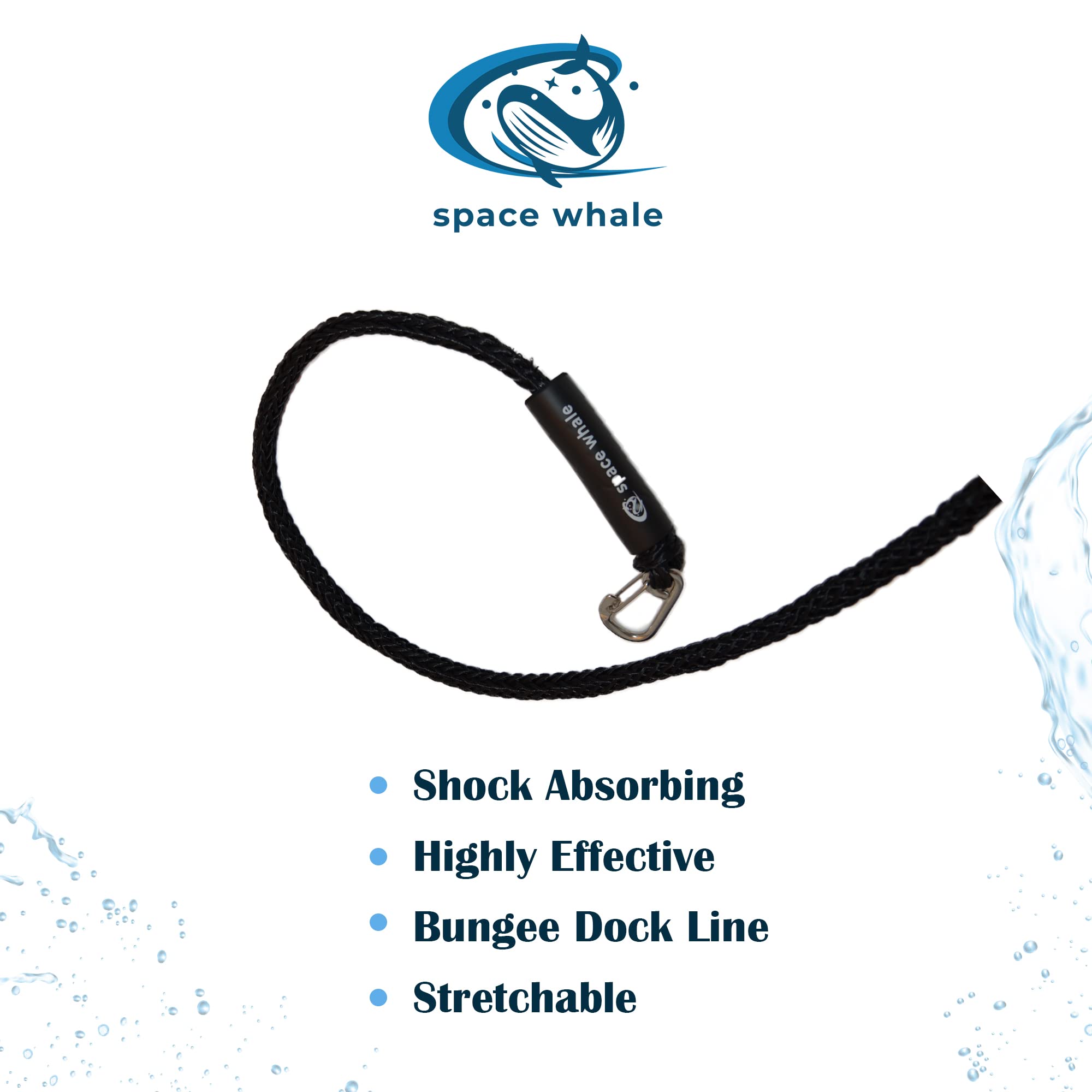 Space Whale’s Bungee Dock Line (2PK) I Highly Effective Bungee Rope I Mooring Line Boat Accessories I 2105lbs Breaking Strength I Elastic Anchoring Rope I Perfect for Boating, Docking