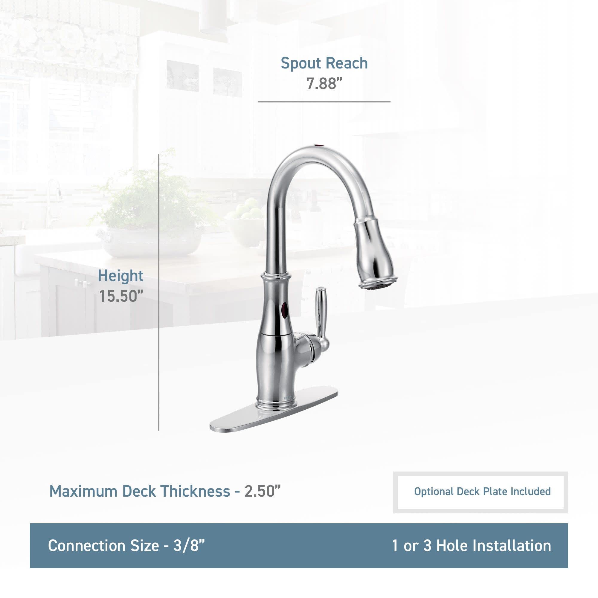 Moen Brantford Spot Resist Stainless Motionsense Two-Sensor Touchless One-Handle High Arc Pulldown Kitchen Faucet Featuring Reflex Docking System, 7185ESRS