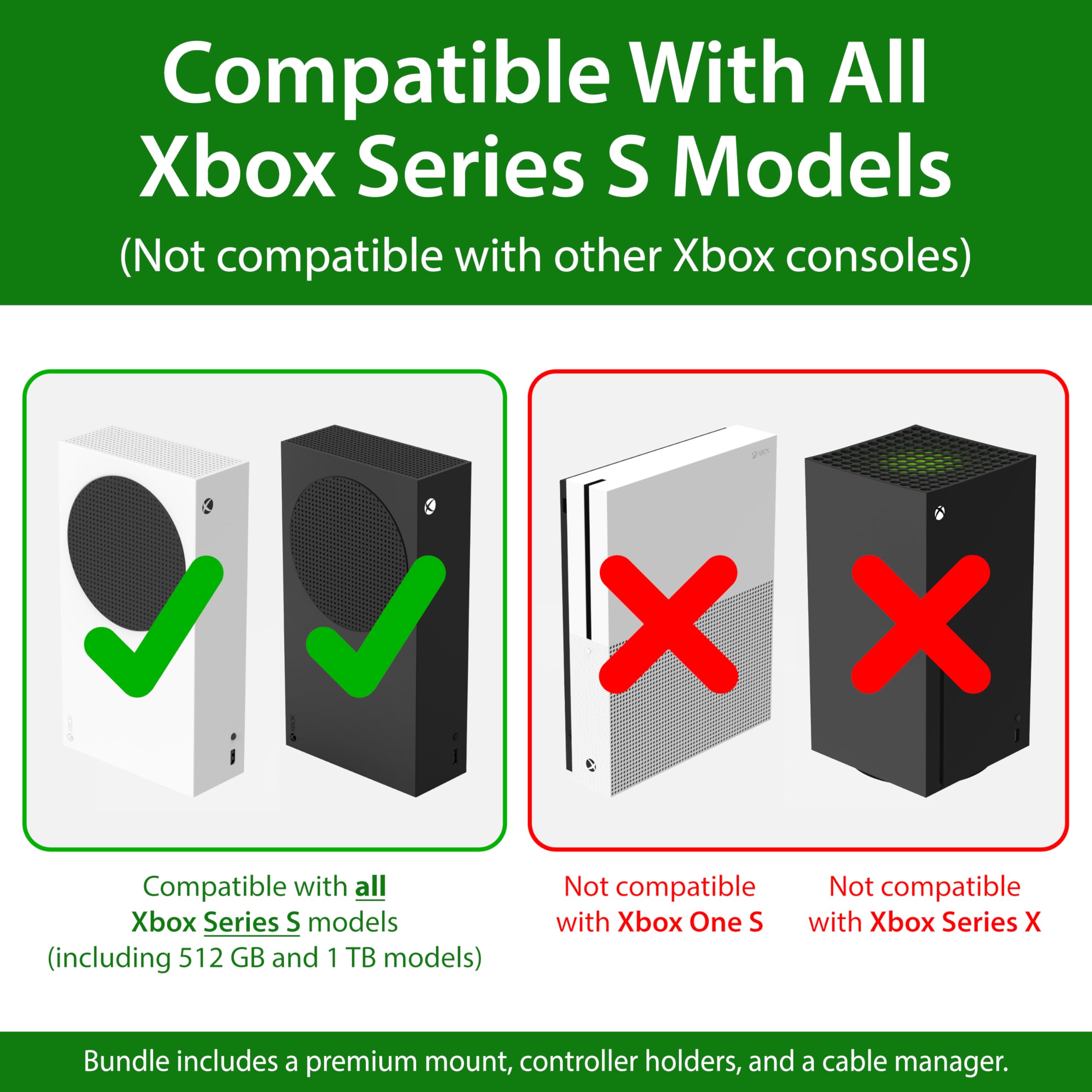 TotalMount β Wall Mount for Xbox Series S β Mounts Xbox Series S on a Wall by Your TV (Black Wall Mount and 3 Controller Holders)