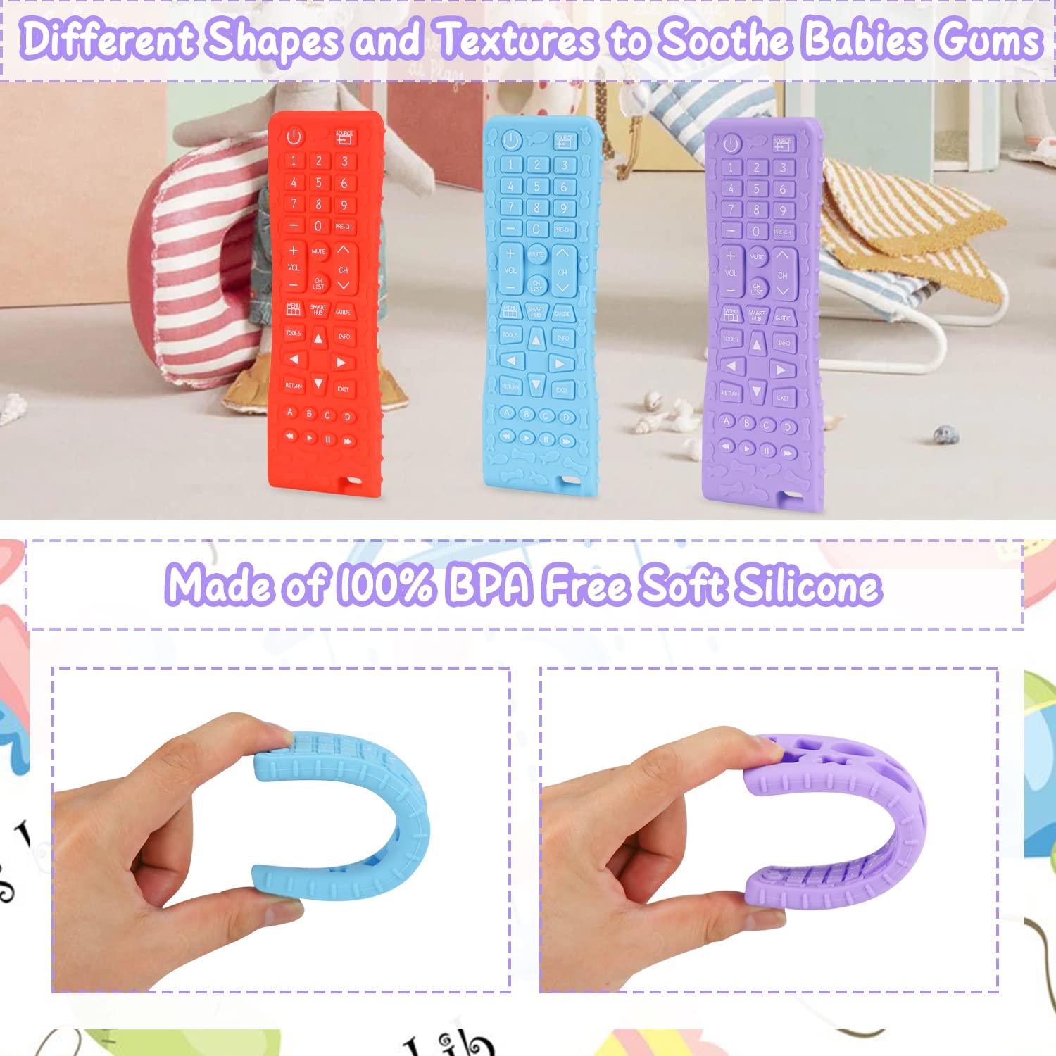 Teething Toys for Babies 0-6 Months 6-12 Months, Baby Teethers for Babies 0-6 months, Remote Teether for Baby Girl Boy Baby Infant Toys