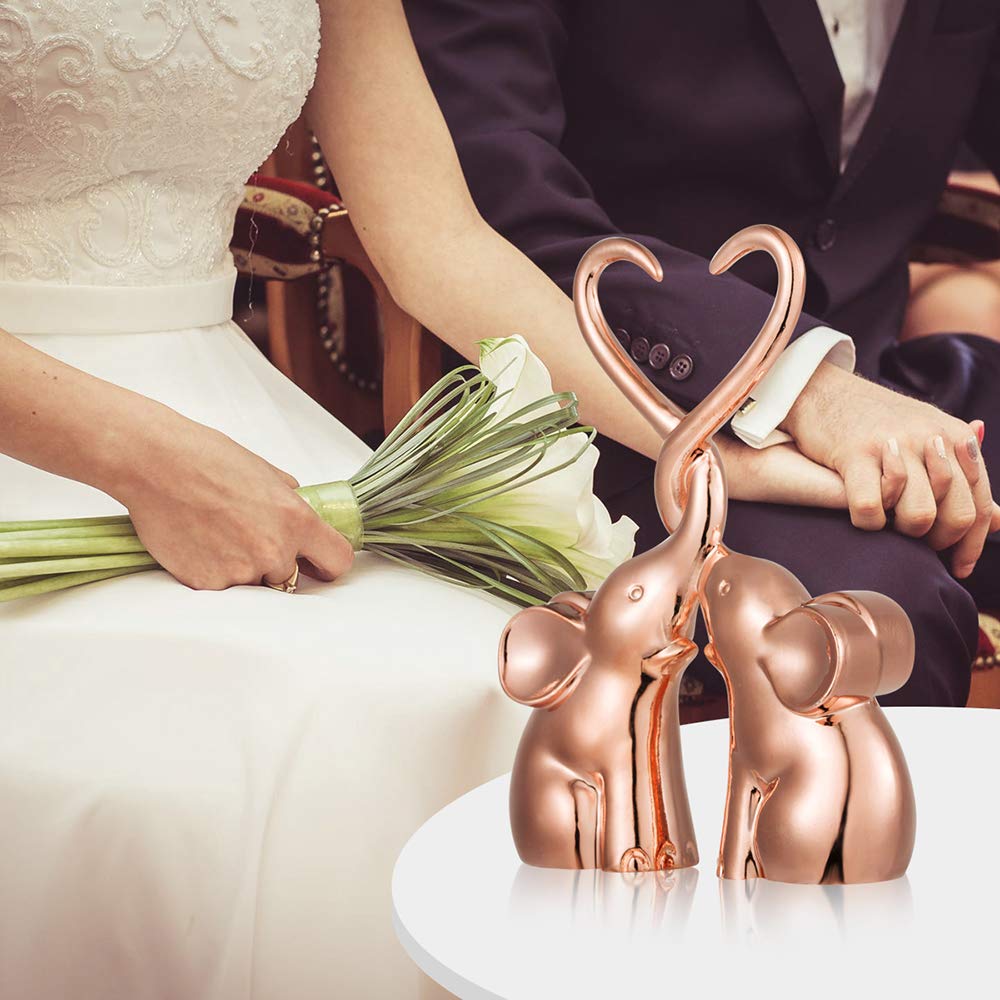 Star Miss River Two Piece Loving Elephants Wedding Ring Holder for Jewelry - Solid Metal