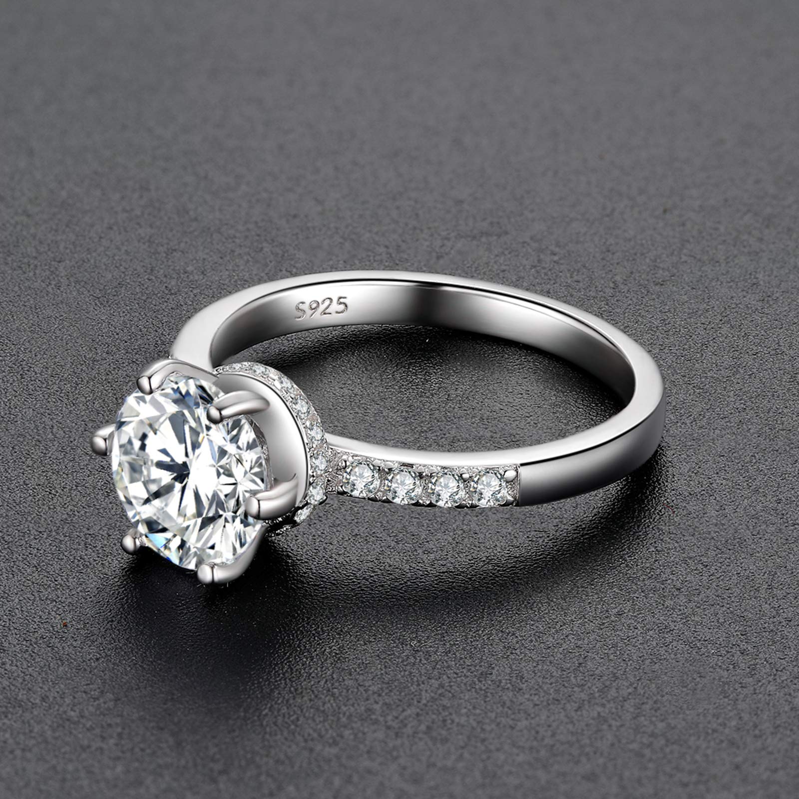 Qings 925 Sterling Silver Eternity Promise Ring for Women,1.5 Carat Round Brilliant Cubic Zirconia CZ Wedding Engagement Ring Size 8