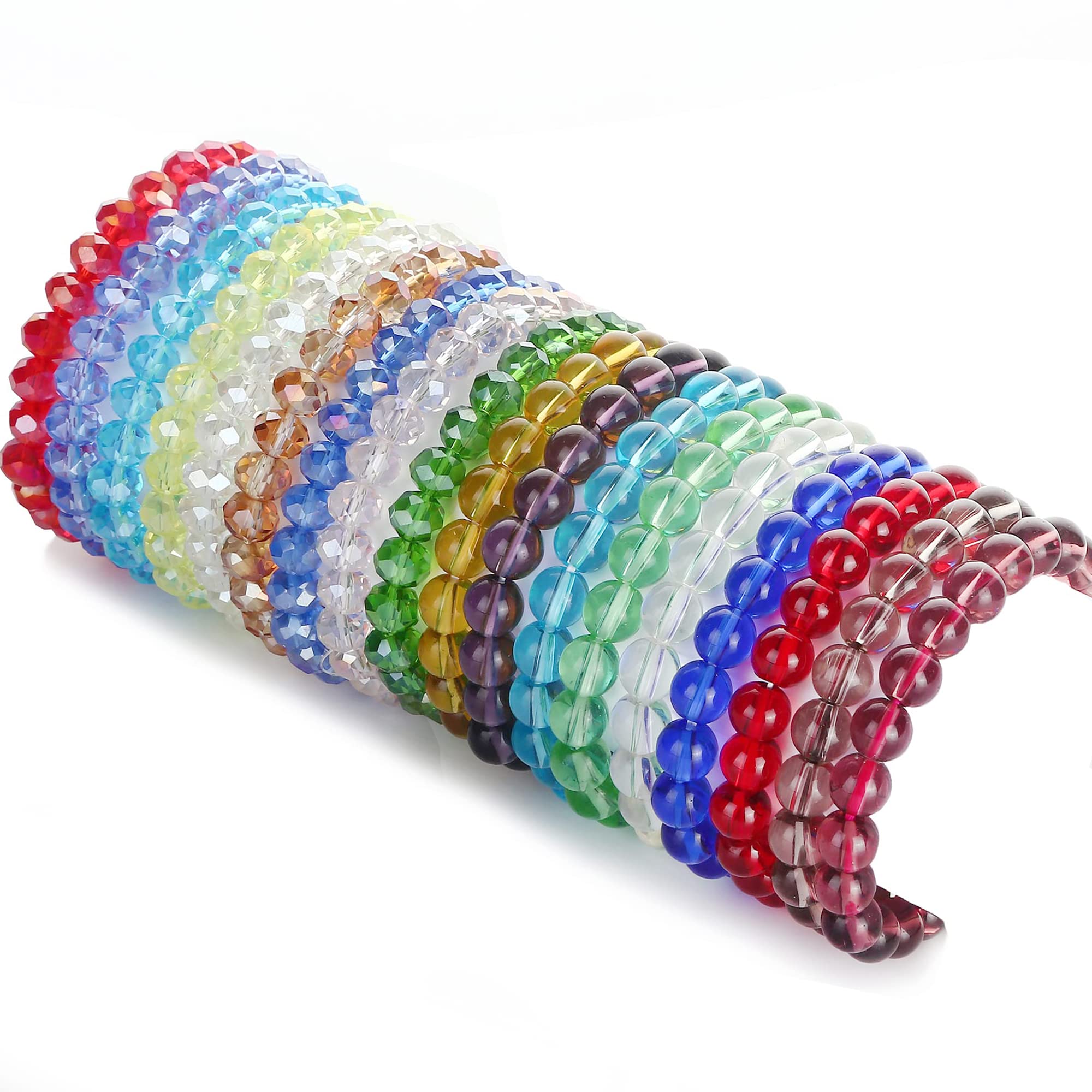 WAINIS 18PCS Glass Crystal Beaded Bracelets for Women Handmade Stretch Elastic Bracelets Multicolor Stackable Round&Versatile Beads Bracelet Jewelry Gifts